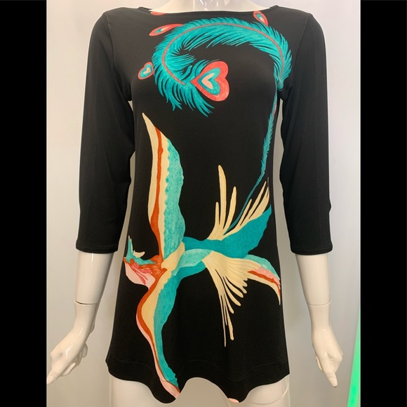 eva varro | Tops | Eva Varro Slit Sleeves Simple Tunic Rose Bird | Poshmark